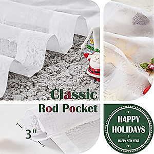 COLLACT White Sheer Curtains Snowflake Sheer Curtains for Living Room Rod Pocket Curtains for Window 84 Inch Long 2 Panel Set Modern Sheer White Curtain Set