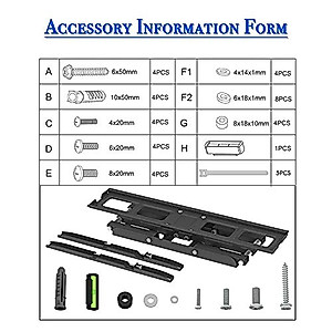 Stainless Steel Portable TV Wall Stand for Most 32-70 Inches Flat Curved TVs,Slim TV Wall Bracket up to 50KG Tilting Height Adjustable, Max VESA 600x400mm