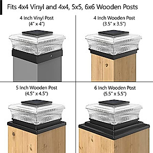 Davinci Lighting Cubed Solar Outdoor Post Cap Lights - 4x4 5x5 6x6 - Bright LED Light for Fence Deck Garden or Patio Posts (4 Pack)