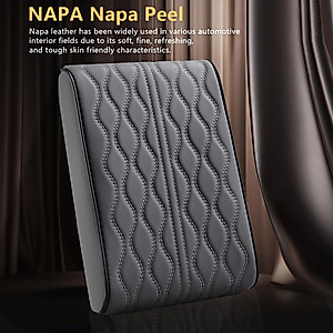 Yavozokl Car Center Console Cover, Leather Arm Rest Cover for Car, Car Armrest Storage Box Cover Mat, Center Console Lid, Car Interior Accessories for Vehicle, SUV, Truck, Car ([Thick]-Wave Black)