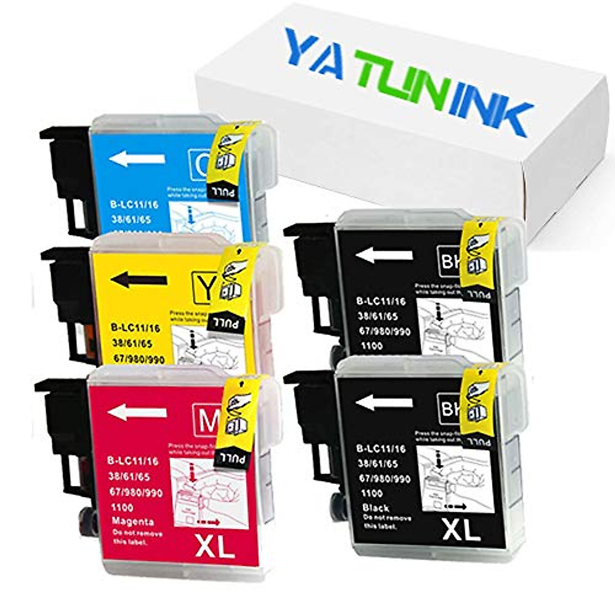 YATUNINK Compatible Ink Cartridge Replacement for Brother LC61 LC-61 Ink Cartridge Compatible for Brother MFC-295-CN MFC-495-CW MFC-5890-CN MFC-6490-CW MFC-795-CW MFC-J220 (2BK / 1C / 1M / 1Y,5 Pack)