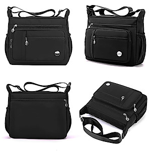 A bundling of cross-body shoulder bags and RFID card wallet for ladies(black-large)