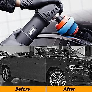 SPTA 29pcs Drill Buffing Pad Detail Polishing Pad Mix Size Kit with 5/8-11 Thread Backing pad & Adapters for Car Sanding, Polishing, Waxing, Sealing Glaze