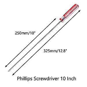 Kyuionty Phillips Screwdriver 10 Inch, Long Screwdriver #1 Magnetic Tip Screwdrivers Extra Long Shaft Cross Head Screwdriver