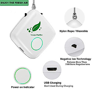 Portable Purifier Necklace,Zmenaren Mini Purifier, Suitable for Home and Office use