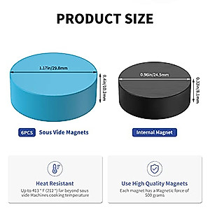 Sous Vide Magnets, 6 Pack Magnet Clips Weights Accessories Works on Sous Vide Machines to Keep Food Submerged and Fix, Food Grade Silicone Coated, replace with Sous Vide Weights Balls Clips and Racks