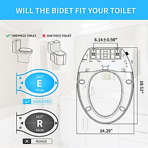 Bazyths Bidet Toilet Seat, Soft Close, Non-Slip, Non-Electric, Fits Elongated or Oval Toilets, Dual Nozzle for Feminine & Rear Wash, Self-Cleaning, Adjustable Water Pressure, Quick Installation