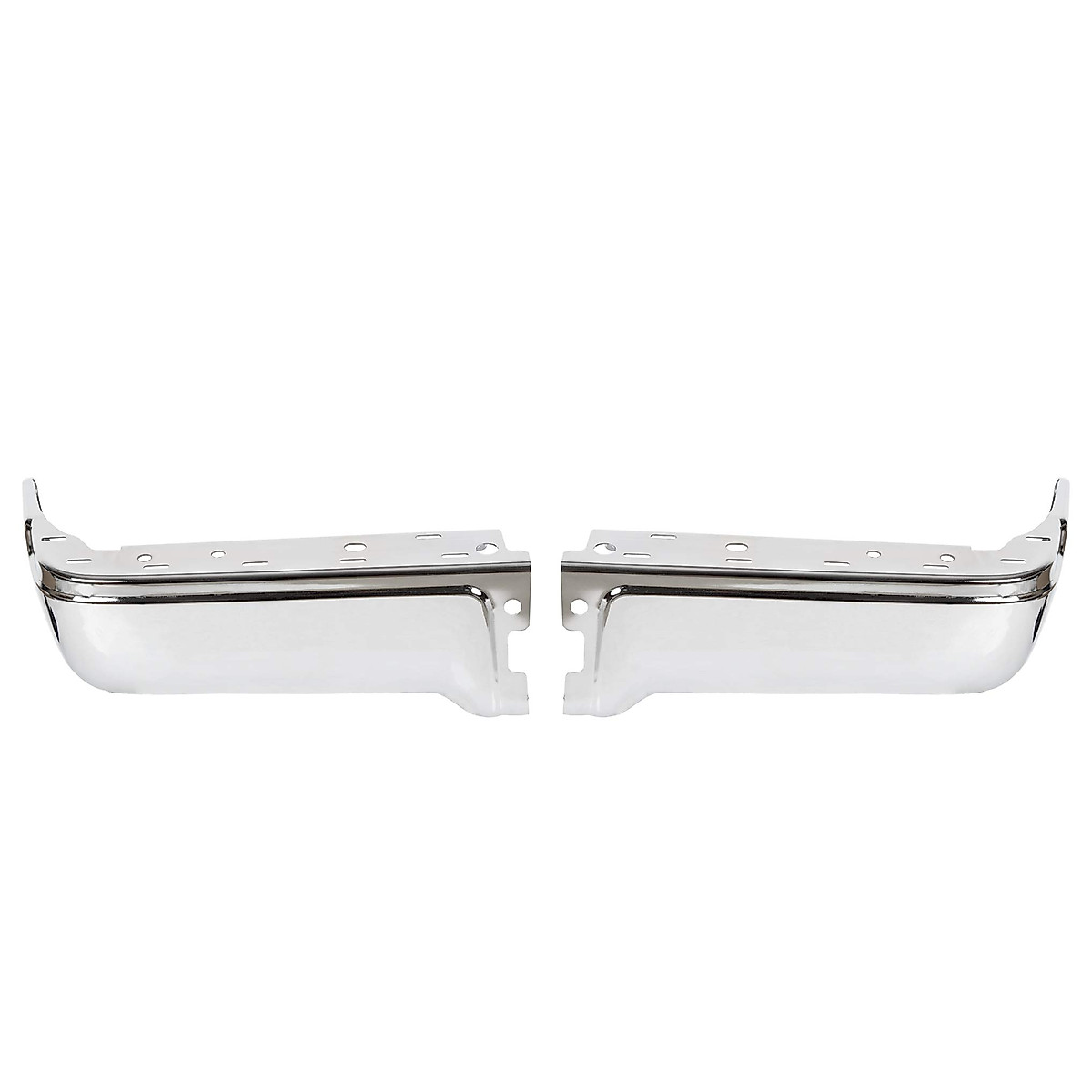 ECOTRIC Rear Step Bumper End Cap Cover Compatible with 2009-2014 Ford F150 Styleside Face Bar Driver Passenger Side W/O Sensor Hole Chrome 2 Packages