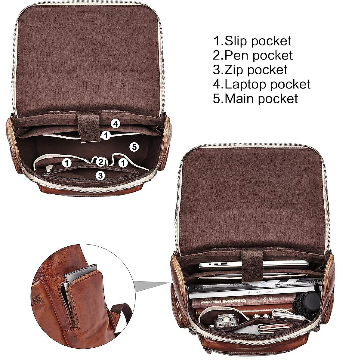 BOSTANTEN Men Leather Backpack bundle Mens Belts