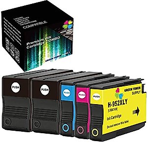 (5 Pack, Color Set) Compatible 952 Ink Cartridge (2xB+CYM) for HP OfficeJet Pro 7720 7740 8710 8715 8720 All-in-One Printer, Sold by GTS