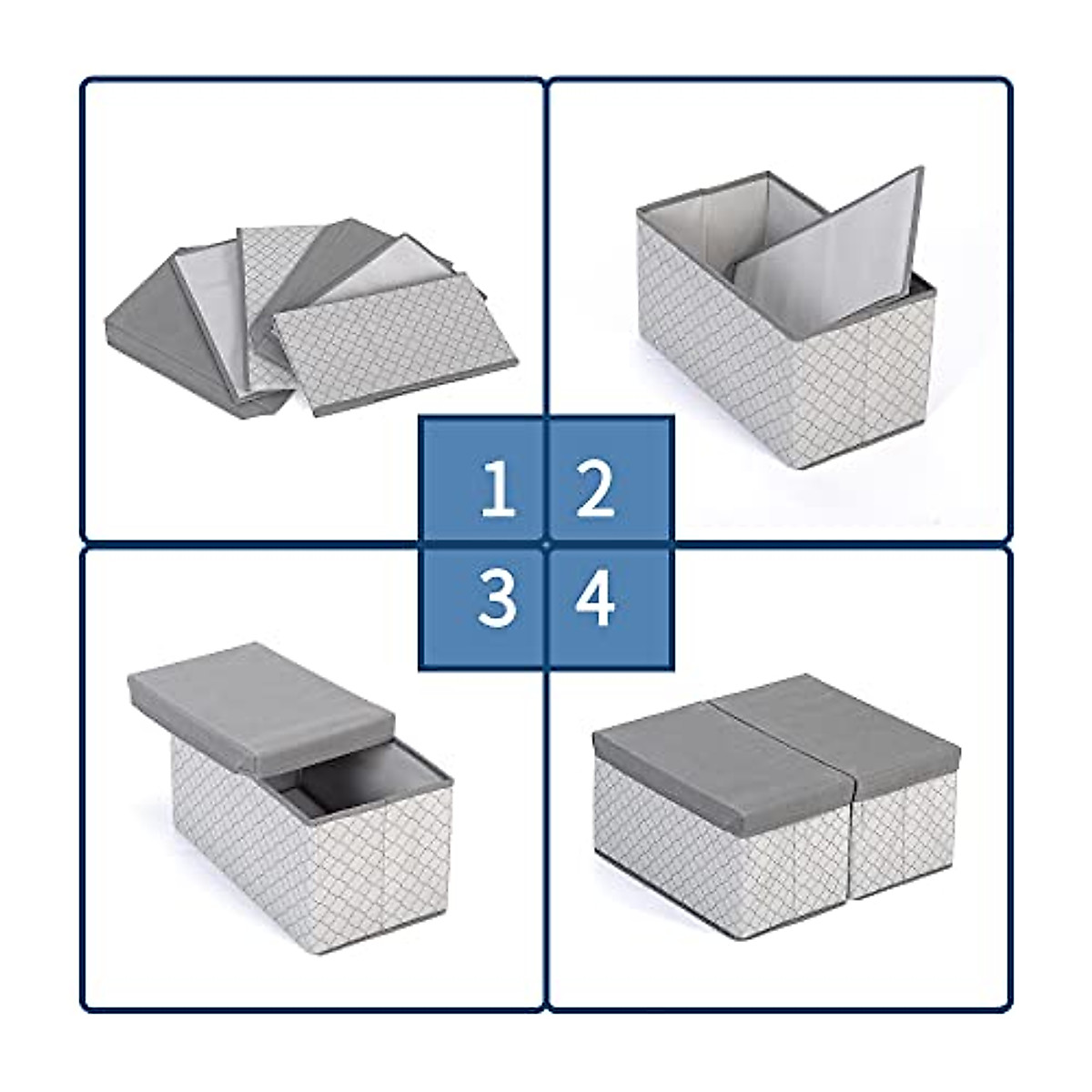 ShanSon Fabric Storage Bins 2 Pack One Click Installation Storage Cubes with Lids Foldable Storage Baskets with Cover for Home Bedroom Kids Room Closet Office Nursery and Toys Organization Grey