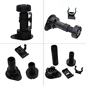 BOSIDETOOL Black Furniture or Cabinet Leveler Legs - Support 330 Lb. per Leg - Adjusts from 3 7/8" to 5 3/8" - 12 Pack