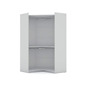 Manhattan Comfort Rockefeller Ultra Modern Open Corner Bedroom Closet with 2 Hanging Rods, 65.91", White