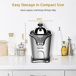 150W Electric Citrus Juicer Squeezer with 2 Cones, Healnitor Stainless Steel Quiet Orange Juice Extractor Machines for Lime Grapefruit Lemon, Detachable Design