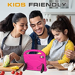 MOXOTEK iPad Mini 6 Kids Case, iPad Mini 6th Generation Case with Screen Protector, Durable Shockproof with Handle Stand Protective Cover for iPad Mini 6th Gen 8.3 inch 2021, Pink