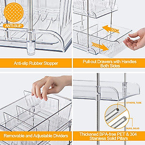 GoMaihe Bathroom Organizer Under Sink: 3-tier Clear Pull Out Medicine Cabinet Organizer - Sliding Storage Drawer for Makeup in Small Bathroom & Kitchen | Stackable & Anti-slip & Easy to Clean 2-pack