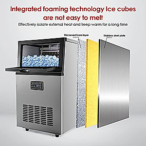 BESRTWE Commercial Ice Maker 100LBS/24H, Large LCD Display, Under Counter 403 Stainless Steel Ice Machine with 22LBS Storage Bin, 36 Ice Cubes/Cycle, Perfect for Home, Bar, Office, Restaurant