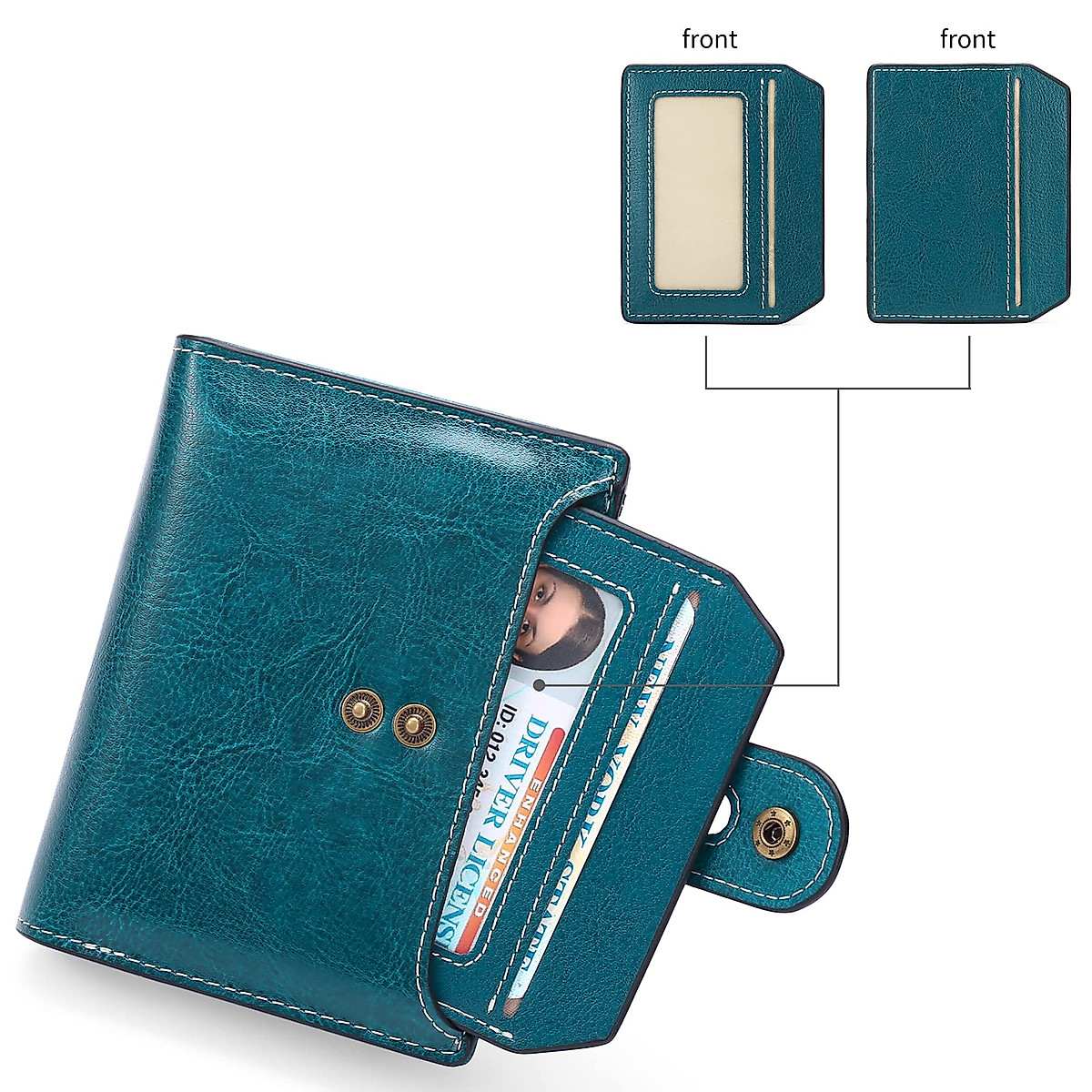 GOIACII Leather Wallets for Women RFID Blocking Zip Around Coin Purse Small