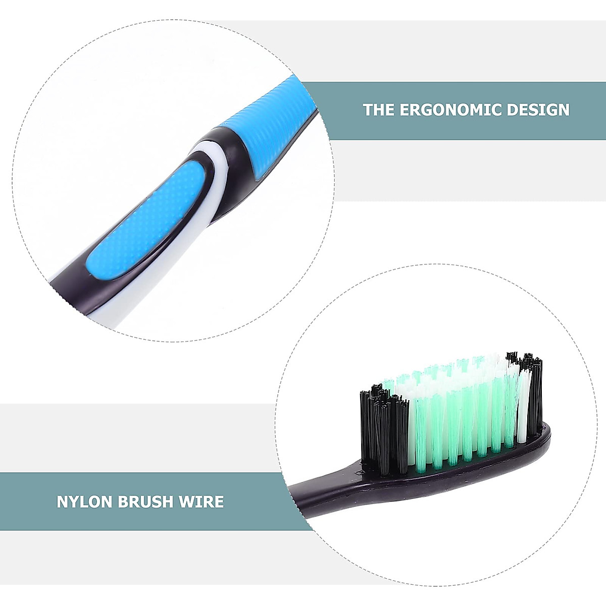 DOITOOL 6pcs Handheld Toothbrush Manual Toothbrush Tooth Cleaning Brush Ultra Hard Bristles Toothbrush for Whitening Teeth Adult Random Color