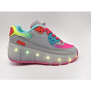 SDSPEED 7 Colors LED Rechargeable Kids Roller Skate Shoes with Single Wheel Shoes Sport Sneaker