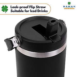 30 oz Stainless Steel Vacuum Insulated Tumbler with Handle Lid and Straw Leak and Spill Proof Travel Tumbler Cup with 2 Lids and Teddy Straw Cap Water Tumblers for Women and Men 890 ml