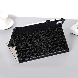 iPad Pro-6/5/4/3 (11'') Case for Women, iPad Air-6th (11'') Air-5th Air-4th (10.9'') Case, DMaos Crocodile Synthetic Leather Folio Smart Cover with Card Pencil Holder, Auto Sleep Wake - Black