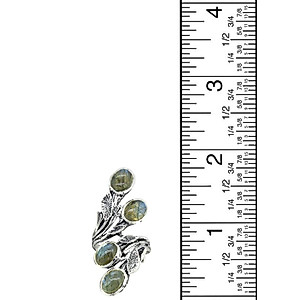 YoTreasure Natural Labradorite Solid 925 Sterling Silver Innovative Leaf Vine Design Ring