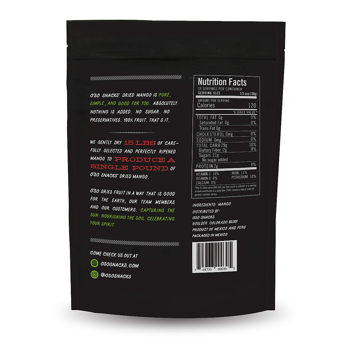 Oso Snacks Dried Mango Slices, Premium Quality, No Added Sugar or Preservatives, Big Pieces Only! 26oz