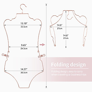 Stylish Body Shape Bikini Hanger Wire Display-Metal Lingerie Hangers for Swimsuits and Bathing Suits Hangers - Showcase and Organize Your Swimwear Collection with Elegance(Pink Gold(Set of 12))