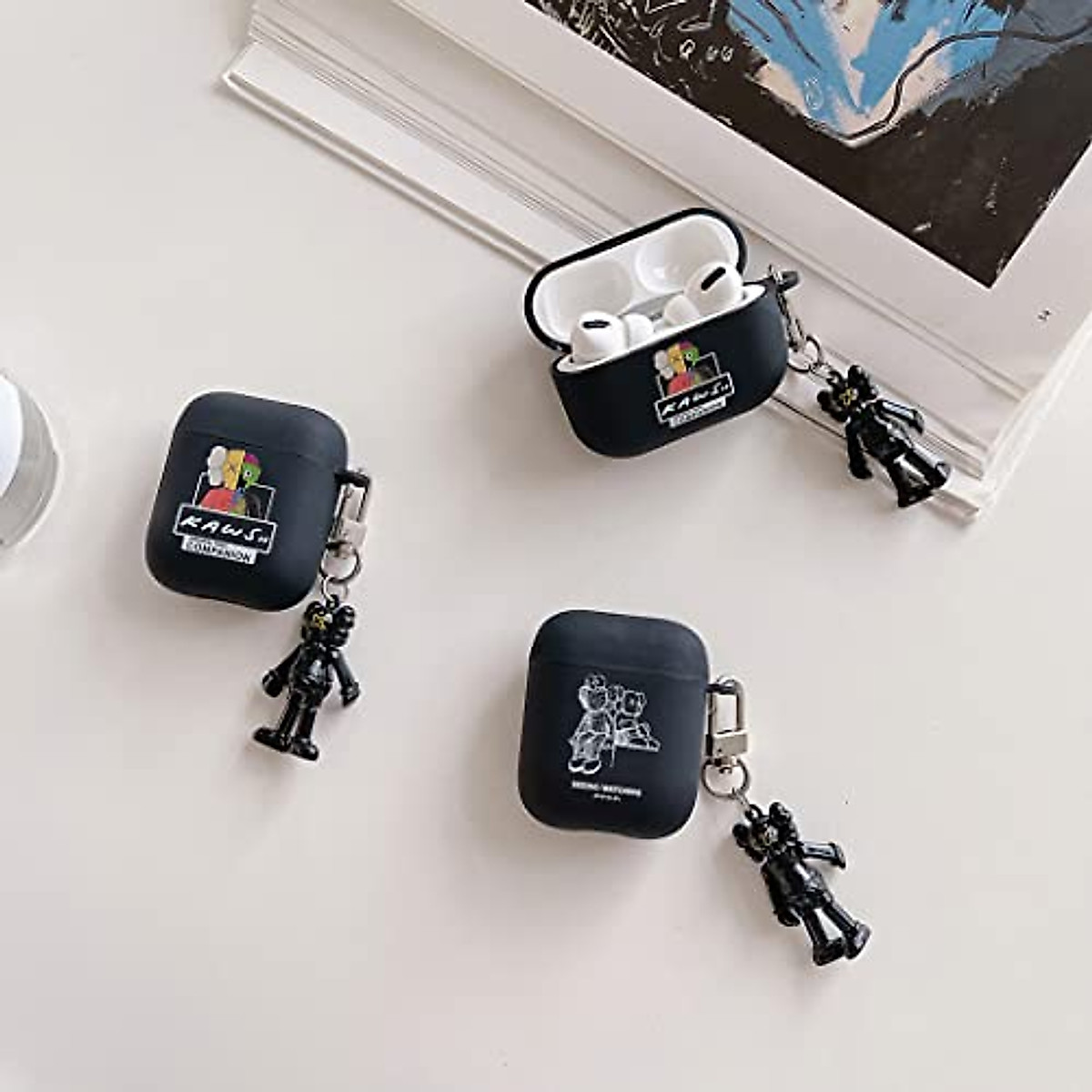 Airpod Frosted Case,Compatible Airpod 1/2 Case Cover with Keychain Shockproof Anti Lost Protective Case Cover. (Balloon Bear)