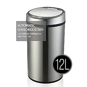 TekMango 12L Automatic Smart Sensor Trash Can Stainless Steel Touchless Dustbin