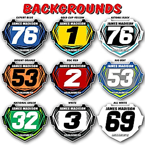 MxNumbers- BMX Box Plate Decals | Multicolored Bike Race Number Graphics | Custom with Your Name, Number & Colors | Fits Box Plate Phase 2 Junior and Senior