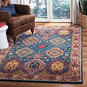 SAFAVIEH Heritage Collection 3' x 5' Navy / Red HG426N Handmade Traditional Oriental Premium Wool Area Rug