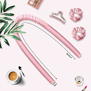 Heatless Hair Curlers For Long Hair, No Heat Hair Curlers Spiral Silk Curlers Hair Rollers, Heatless Curling Rod Headband, DIY Hair Styling Tools for Long Hair To Sleep In Overnight, 39.4 Inch (Pink)