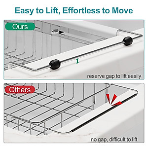 GSlife Expandable in Sink Dish Drying Rack - Stainless Steel Capacity Adjustable Over The Sink Dish Rack (10.8''-17.9''), Dish Drainer for Kitchen Sink Counter with Utensil Holder, Silver