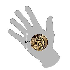 Guardian Angel Christian Challenge Coin, Pass Along Token of Assurance and Peace, Handout for Sunday School or Kids Church, Antique Gold-Color Plated Psalm 91 Gift