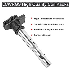 LCWRGS Ignition Coil for L5 2.5 2005 2006 2007 2008 2009 2010 2011 2012 Volkswagen VW Jetta Rabbit Beetle Passat Golf Tiguan GTI Eos CC Coil Pack Set of 5 Replaces UF575