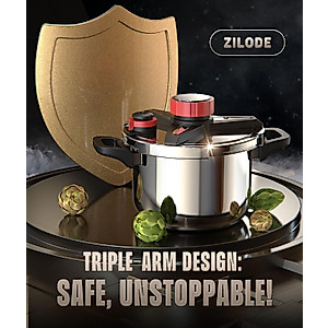 18/8 Stainless Steel Pressure Cooker 10 QT, [Save 70% Cooking Time] Olla De Presion with Food-Grade Body [One Hand Operation] Rotating Lock/Unlocking Lid System, Steam Rack Included