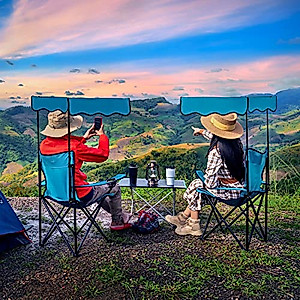 Homcosan Folding Camping Chair with Shade Canopy and Cup Holder Beach Chair with Canopy Shade Thicken 600D Oxford Portable Chairs Heavy Duty Support 330lbs for Outdoor