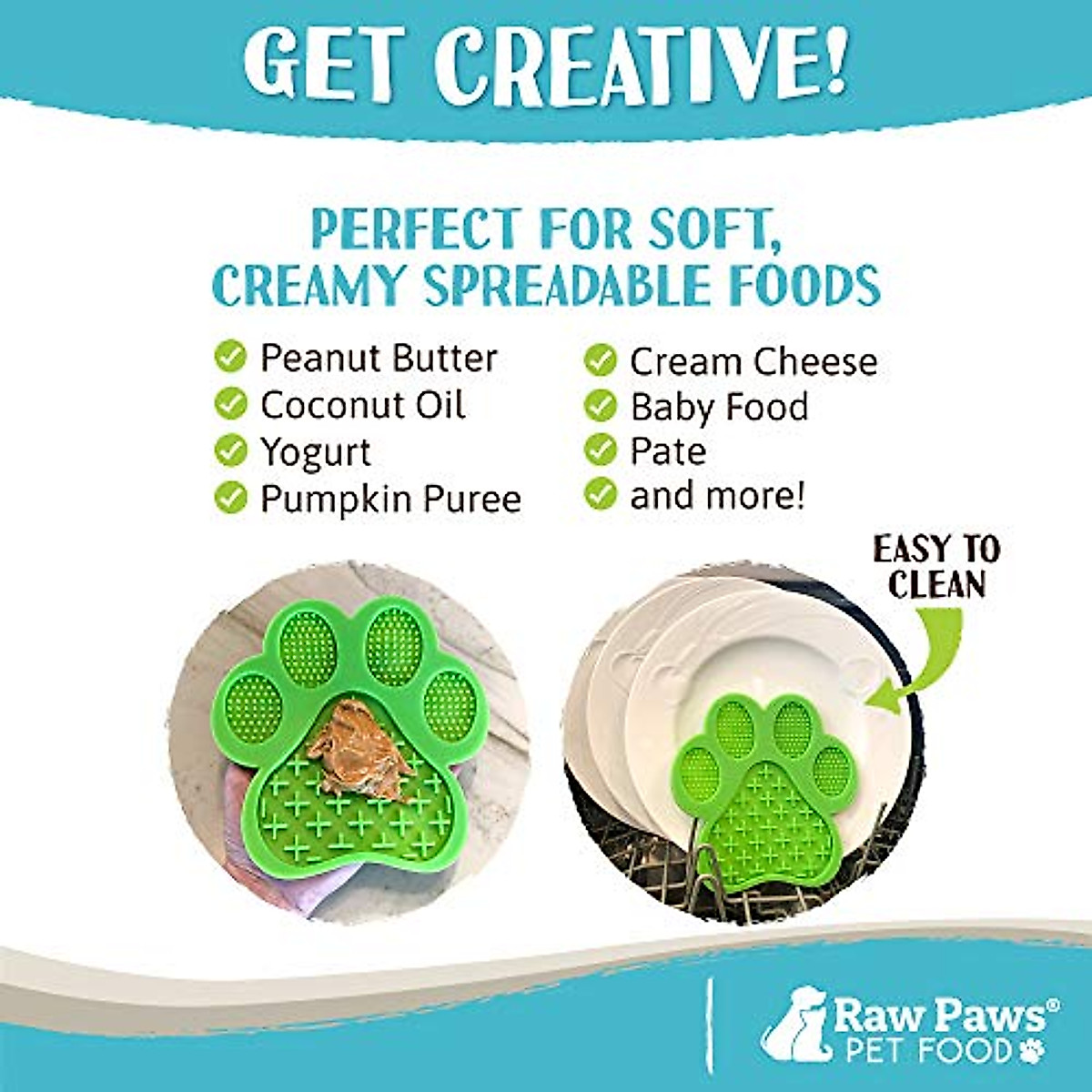 Raw Paws Lick Pad Mat for Dogs & Cats, 2-ct - Boredom Busters for Dogs in Shower, Floor & Wall - Licking Mat for Dogs - Dog Distraction Mat - Dog Slow Feeder Mat - Interactive Mat for Calming Anxiety