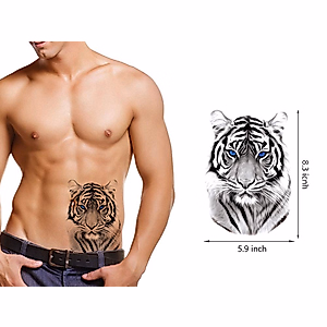 Lion Tiger Wolf Half Arm Sleeve Temporary Tattoo Sticker For Men L8.3"xW5.9"(20Sheets)