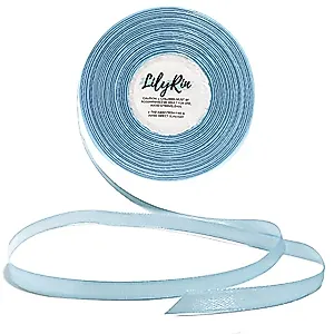 Light Blue Ribbon 1/4 Inches 36 Yards Satin Roll Perfect for Art, Wedding, Wreath, Baby Shower, Packing Birthday, DIY Hair Accessories Scrapbooking, Wrapping Christmas Other Projects Sky Color