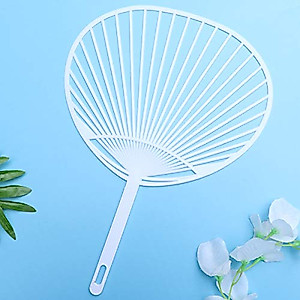 LUOEM 10pcs Japanese Fan Uchiwa DIY Kit Hand-held Fan Framework for DIY Crafts (White)