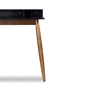 ASHCROFT Phoenix Mid-Century Modern Rectangular Solid Wood Desk in Black