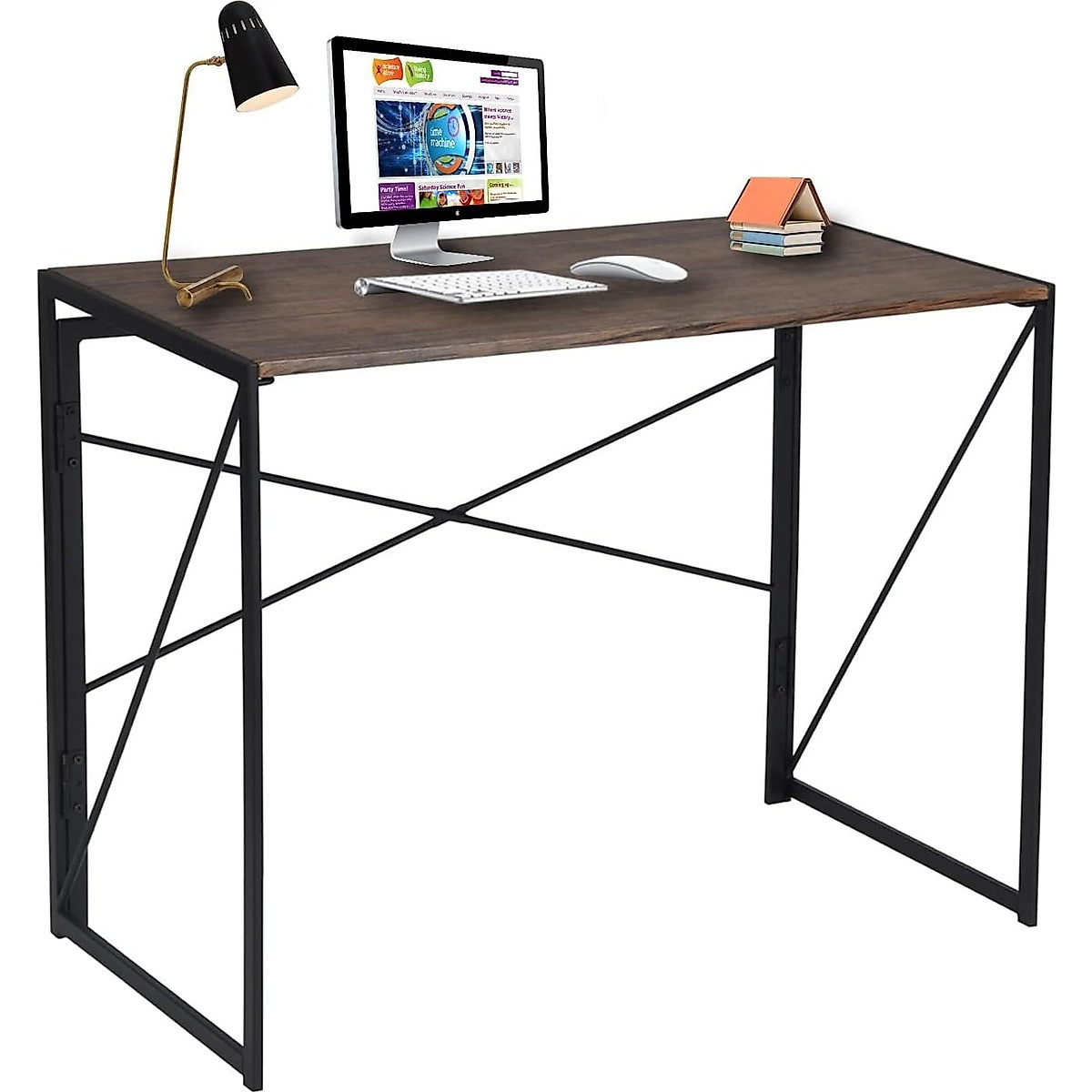 ENGERIO Folding Desk No Assembly Required- 35" Writing Computer Desk Space Saving Foldable Table for Simple Home Office