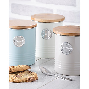 Typhoon Living Airtight Tea Storage Canister with Bamboo Lid, 1 Litre, Blue