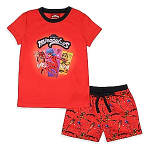 INTIMO Miraculous: Tales of Ladybug & Cat Noir Girls' Sleep Pajama Set Shorts (10/12)
