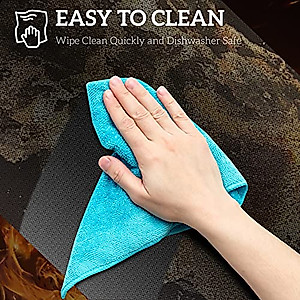 Renook Barbecue Grill Mat (2 Pcs) - [New Upgraded] Heavy Duty Nonstick Reusable BBQ Grilling Mats for Gas Charcoal - Grill Cooking Mats for Outdoor Grill - Oven Liners for Bottom of Oven