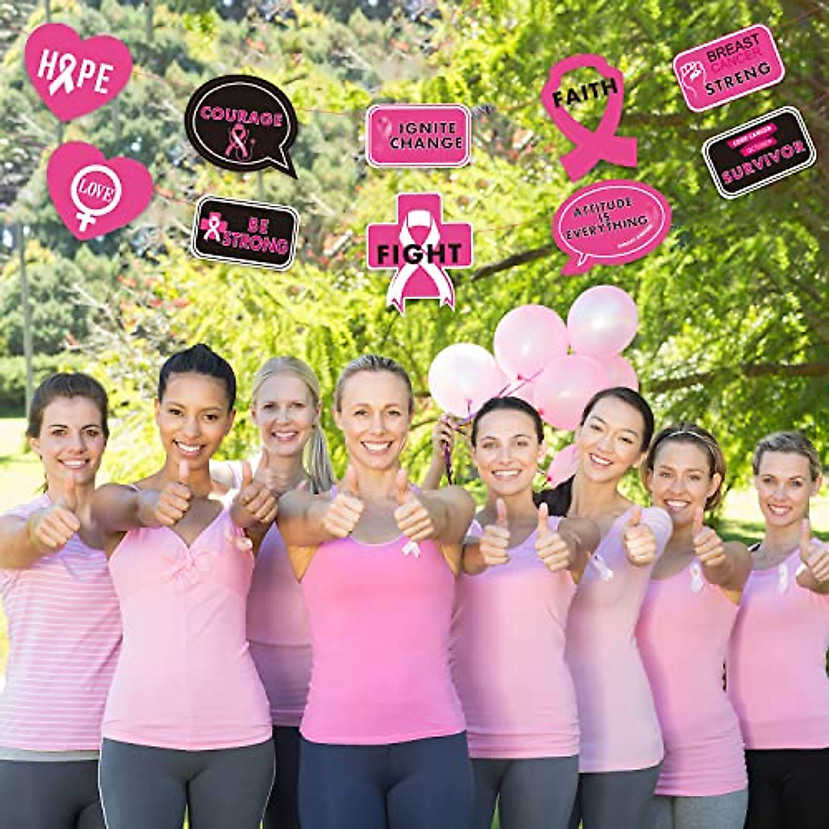 10 Pcs Breast Cancer Awareness Banner Porch Sign Breast Cancer Yard Signs Wall Hanging Cancer Awareness Decorations Breast Cancer Backdrop Pink Ribbon Party Decorations for Outdoor Indoor Party Supply