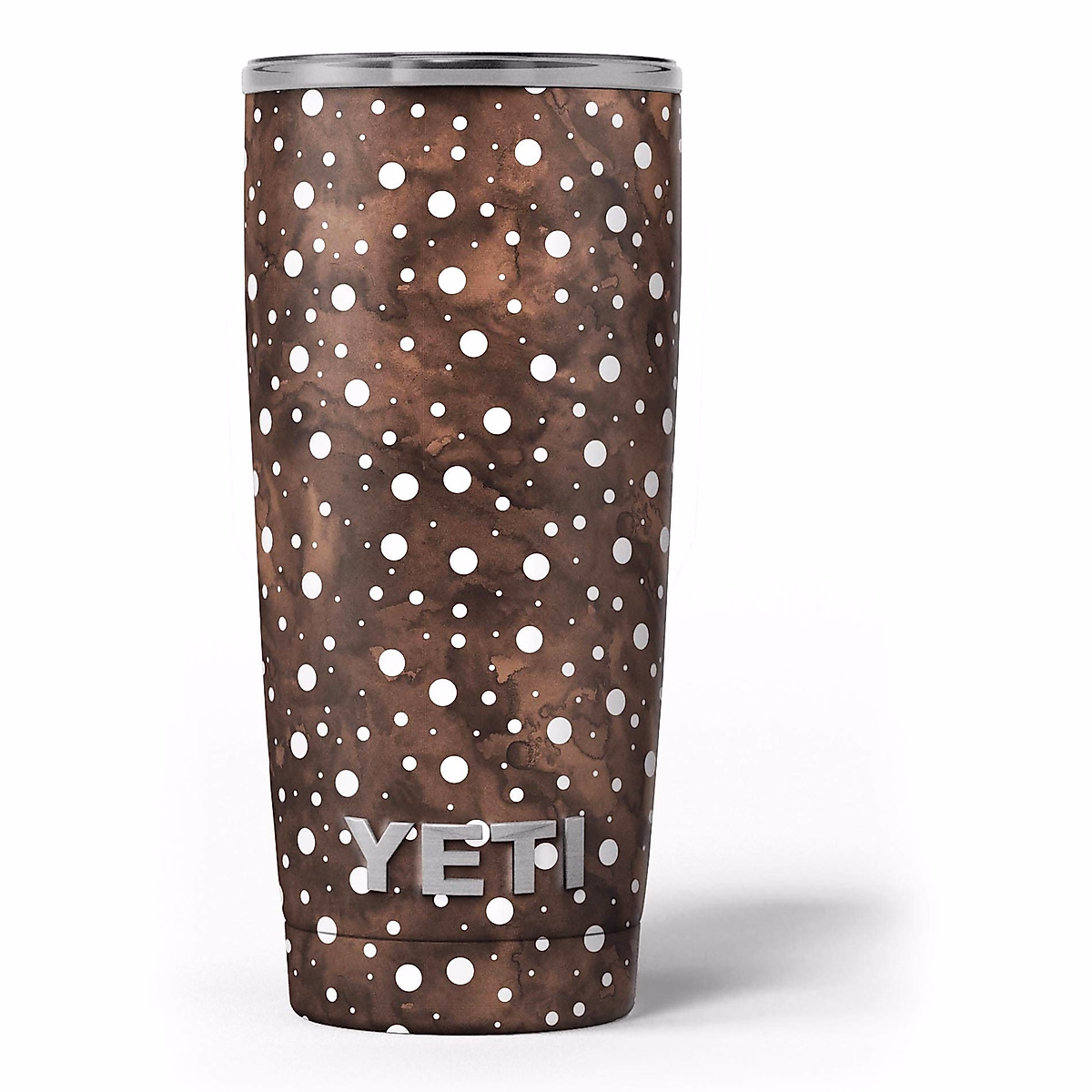 Design Skinz Brown and White Watercolor Polka Dots - Skin Decal Vinyl Wrap Kit compatible with the Yeti Rambler Cooler Tumbler Cups